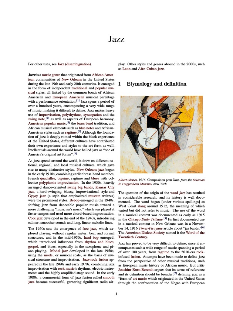 1 Etymology and Definition: Jazz Is A | PDF | Jazz | Ragtime
