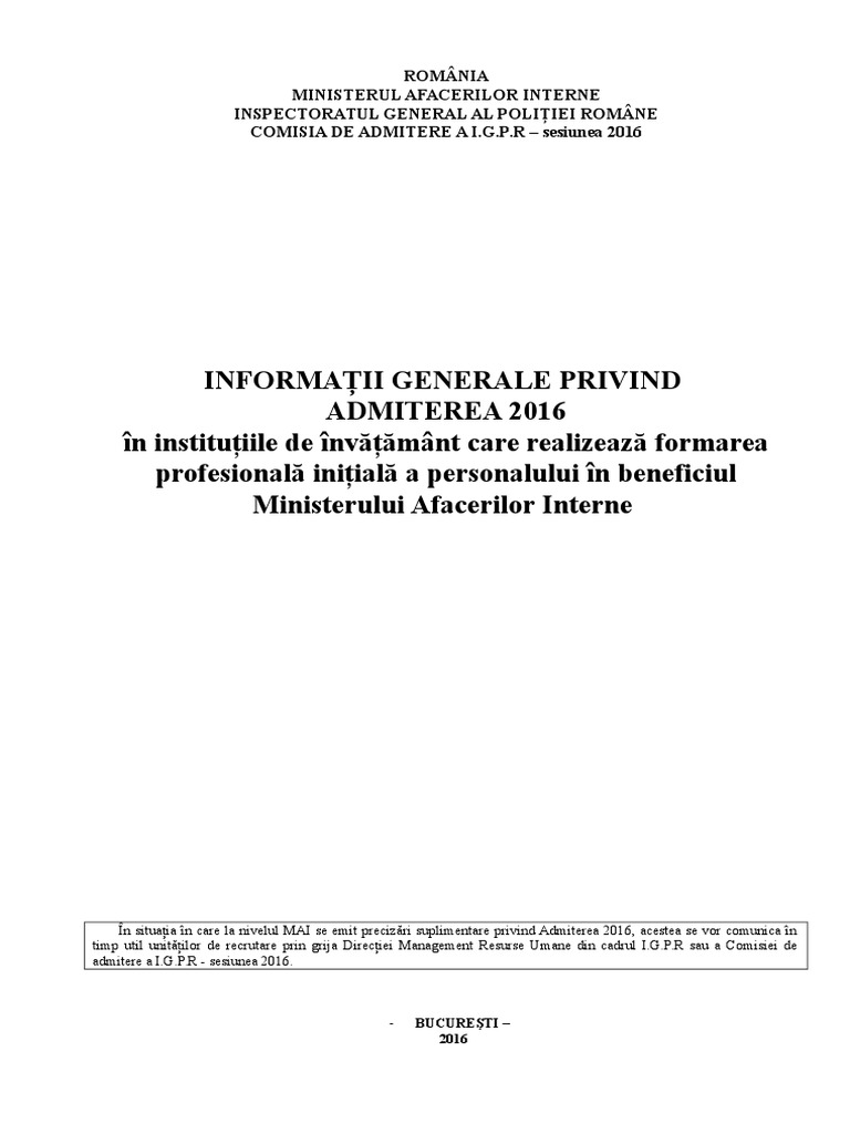 Admitere 2016 | PDF