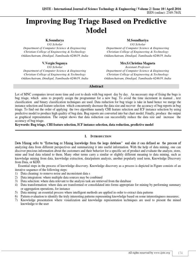 Improving Bug Triage Based On Predictive Model | PDF | Data Mining | Software Bug