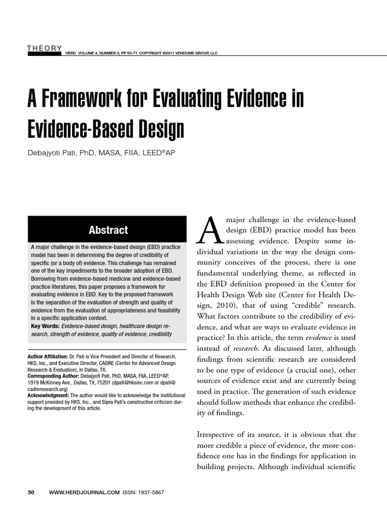 A Framework For Evidence Based Design | PDF | Evidence Based Medicine ...
