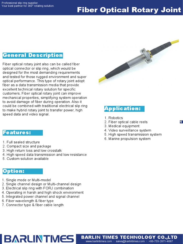 Fiber Optical Rotary Joint PDF | PDF | Optical Fiber | Electrical ...