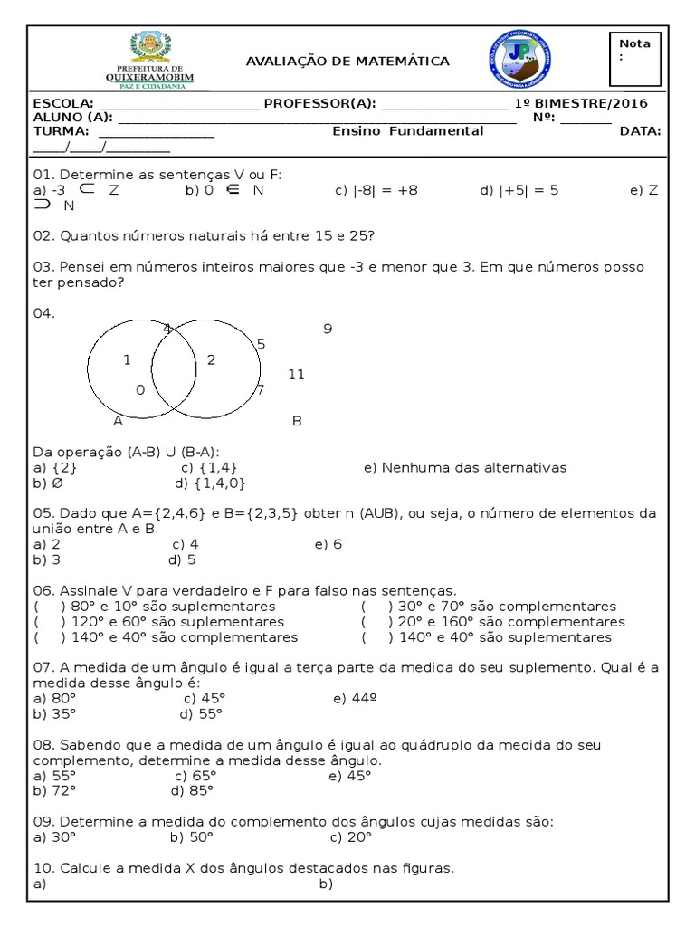 Matemática 8º Ano