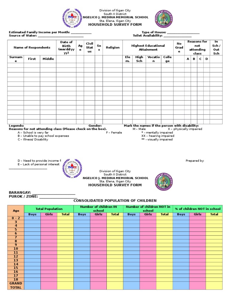Household Survey Form: (Mm/dd/yy Yy) | PDF | Household | Disability
