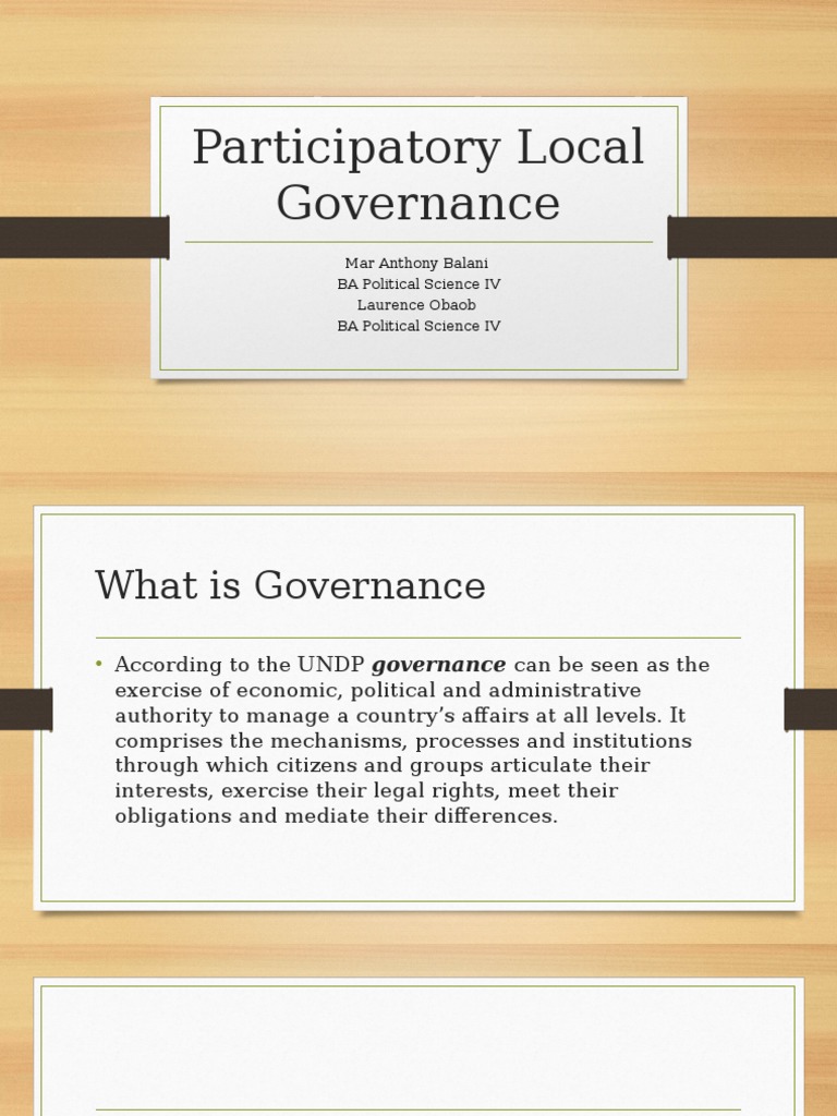 Participatory Local Governance | Governance | Good Governance