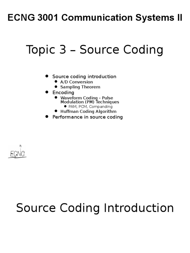 Topic 3 - Source Coding | PDF | Sampling (Signal Processing) | Analog To Digital Converter