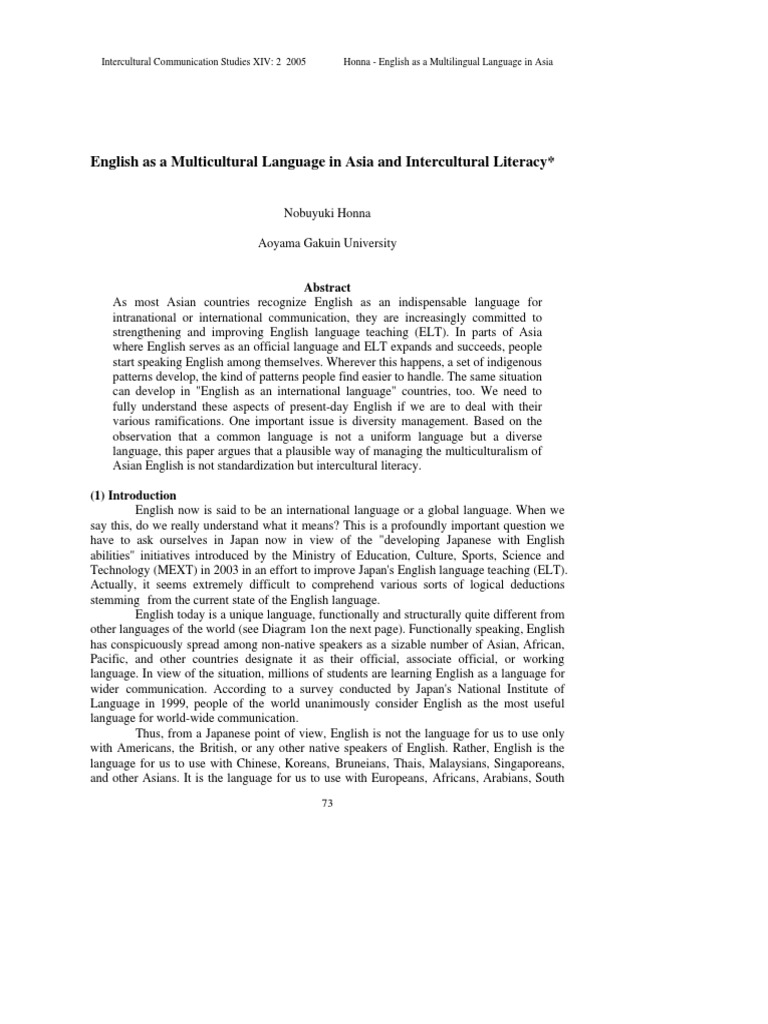 English as a Multicultural Language: Understanding the Development of ...