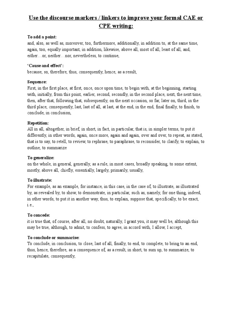 Writing Linkers For CAE | PDF | Doubt | Truth