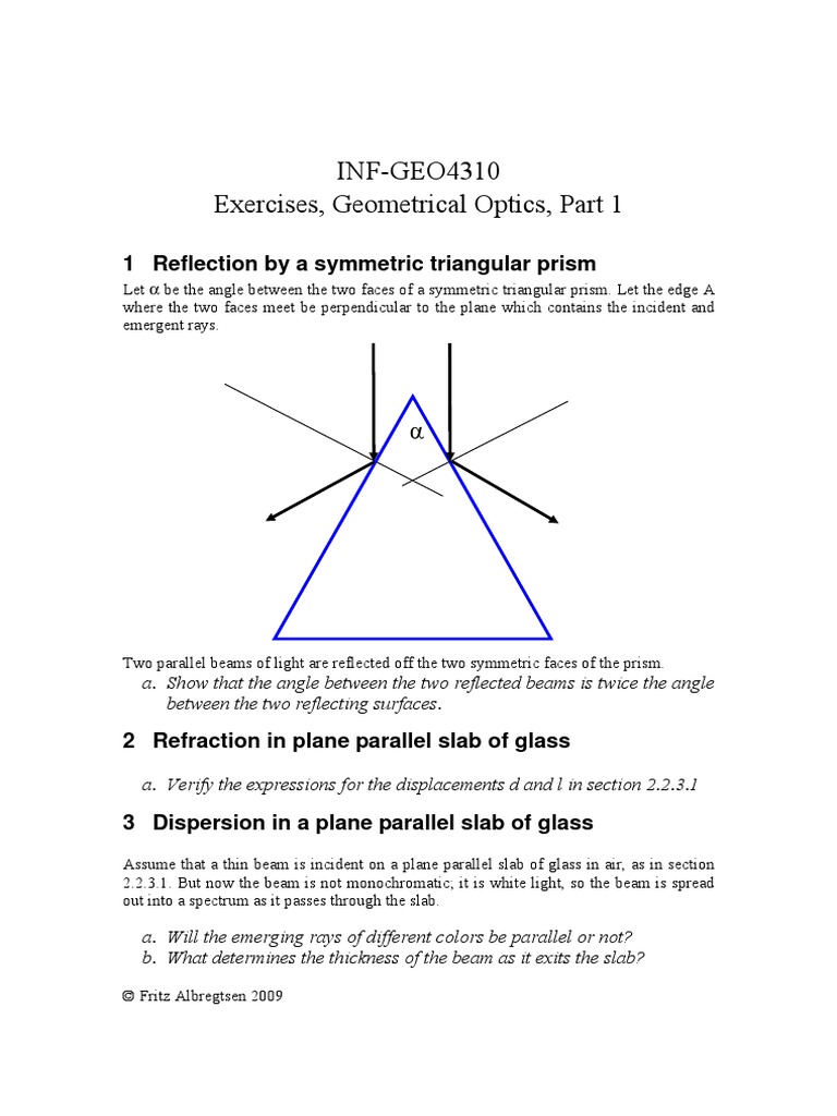 Exercises Geometric Imaging 1 | PDF | Prism | Horizon