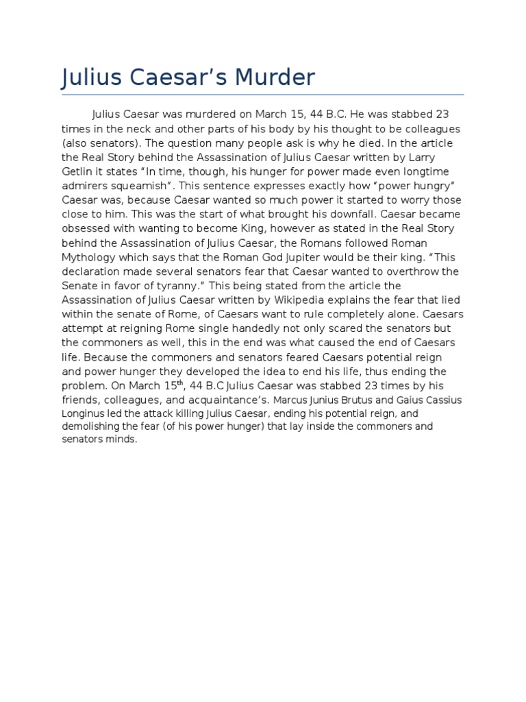 Julius Caesar Murder Paragraph | PDF