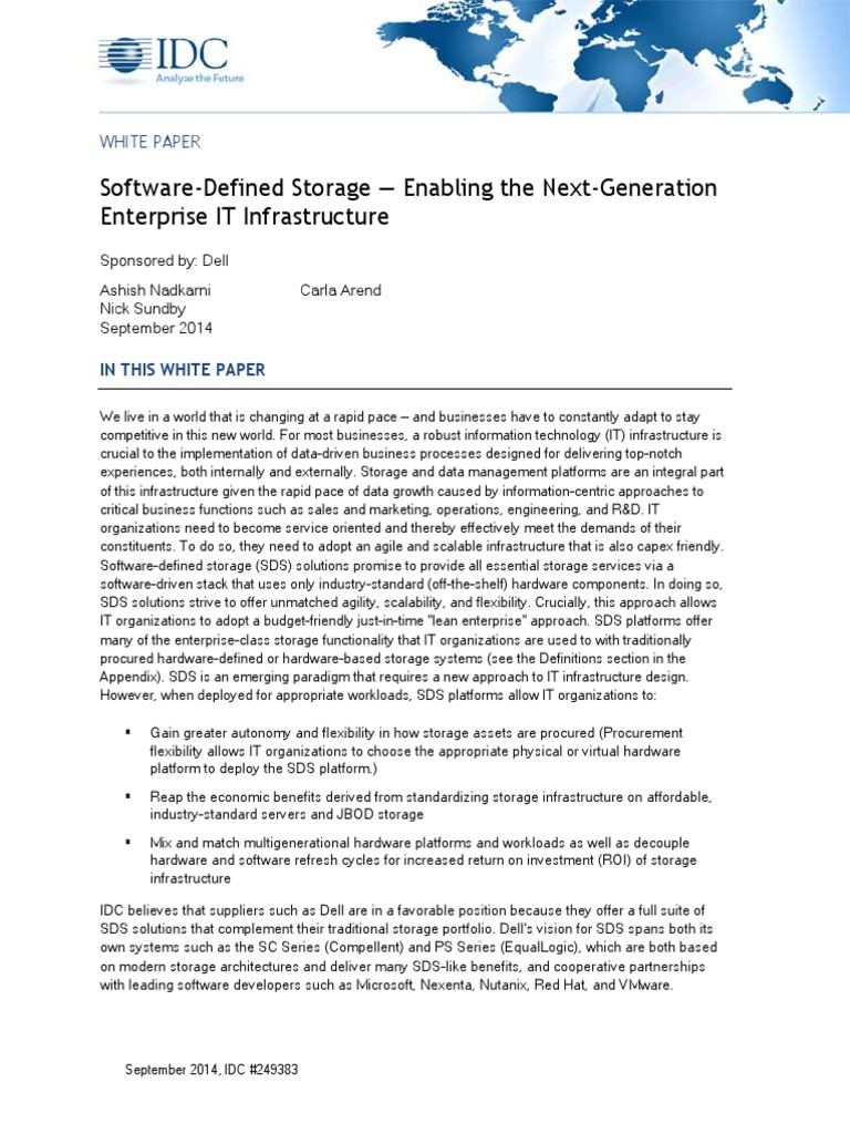 IDC Software Defined Storage | PDF | Dell | Desktop Virtualization