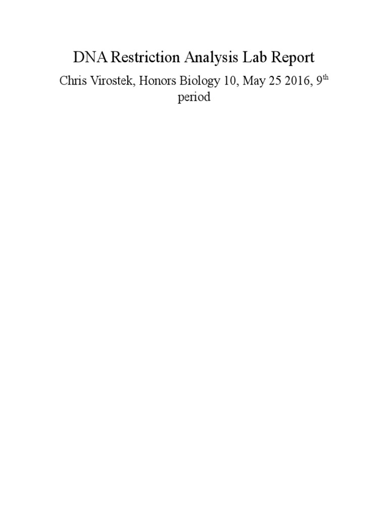 DNA Restriction Enzyme Analysis Lab | PDF | Gel Electrophoresis ...