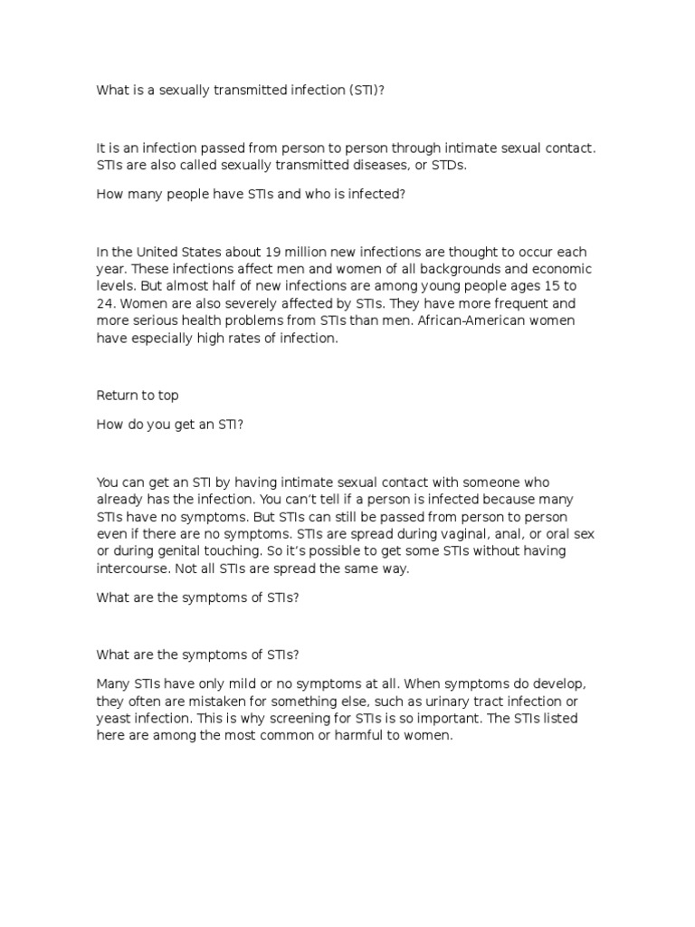 Sti | PDF | Sexually Transmitted Infection | Sexual Intercourse
