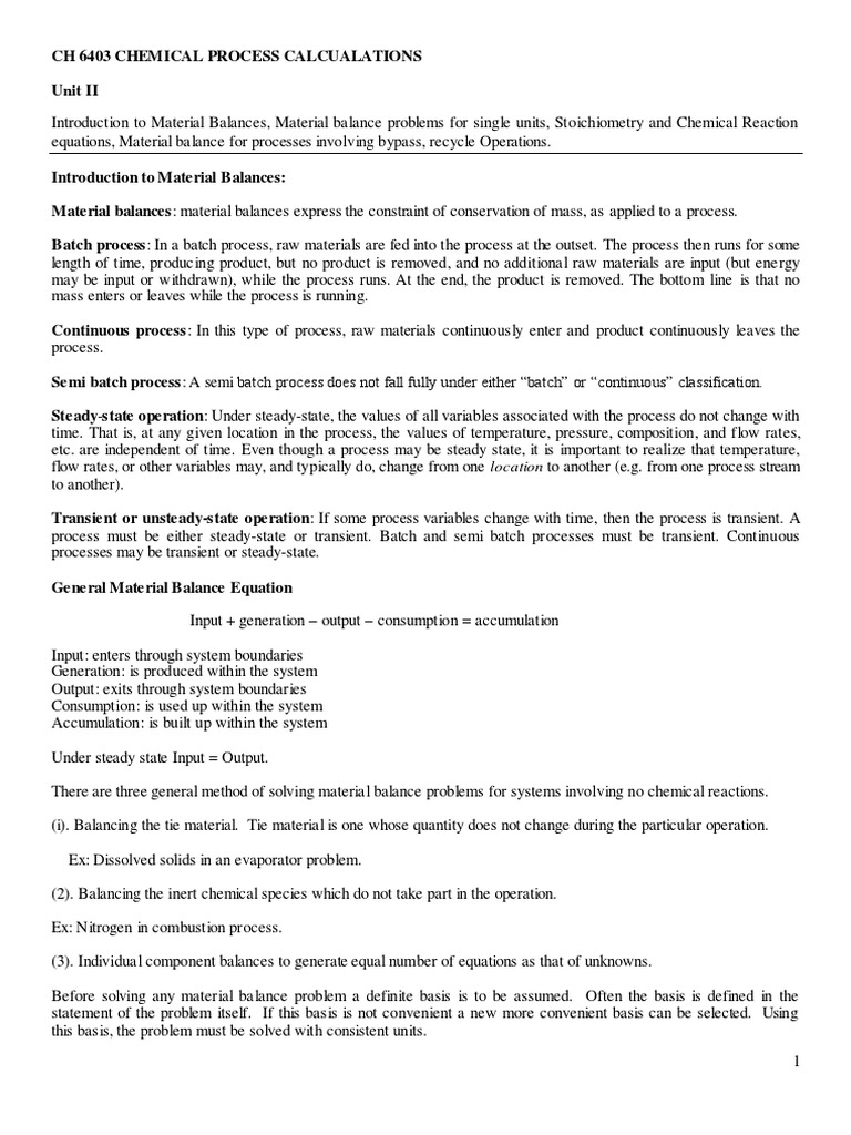 Chemical Process Calculations - Anna Univ | PDF | Humidity | Stoichiometry