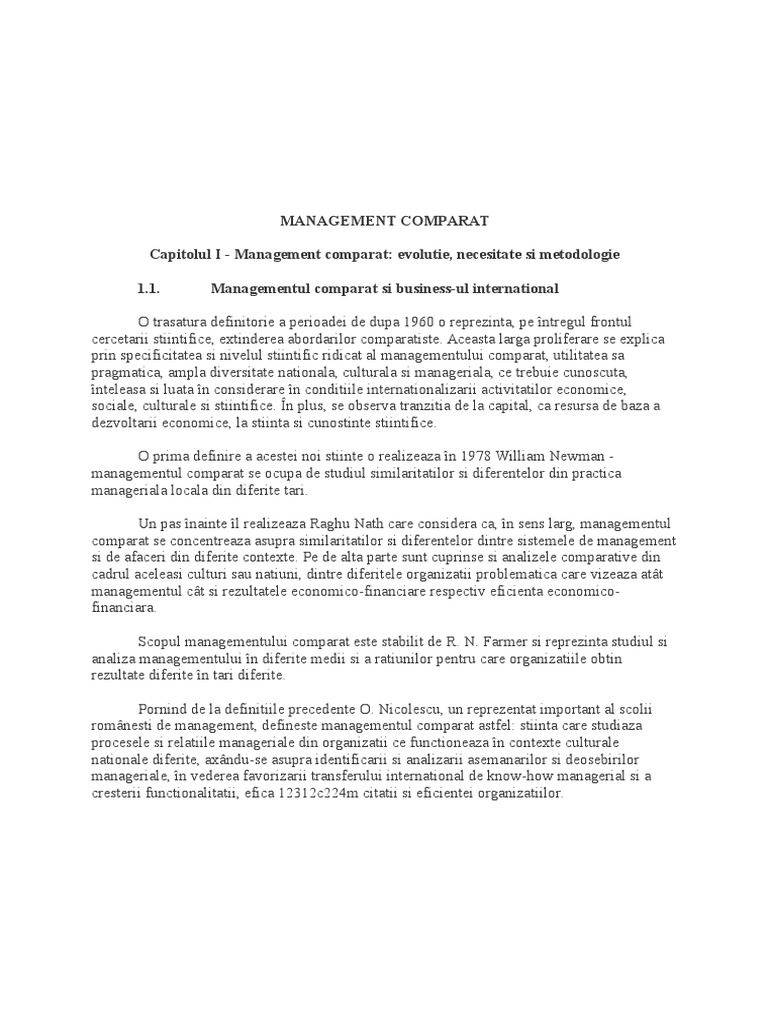 Management Comparat Curs | PDF