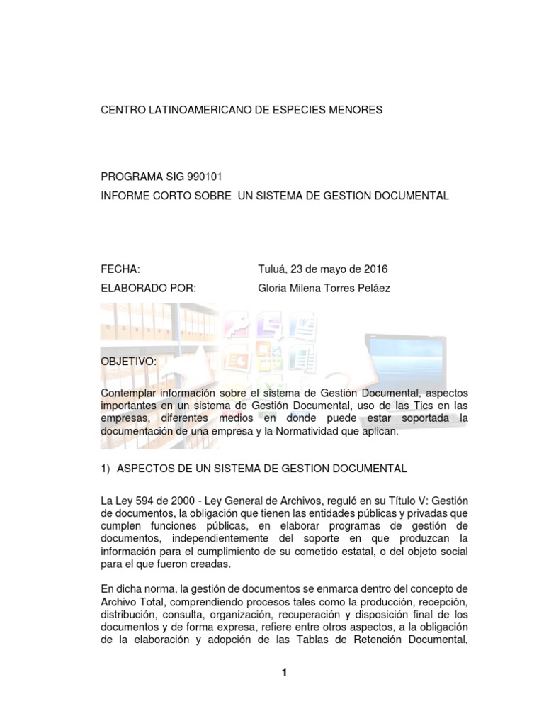 Informe Corto Gestion Documental | Tecnología de información y ...