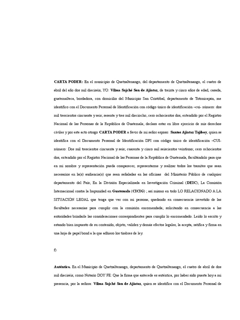 Carta Poder Penal | PDF | Guatemala | Gobierno