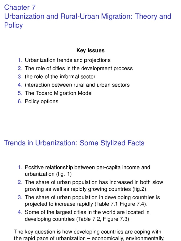 Chapter 7 Urbanization and Rural-Urban Migration - Theory and Policy | PDF | Urbanization ...