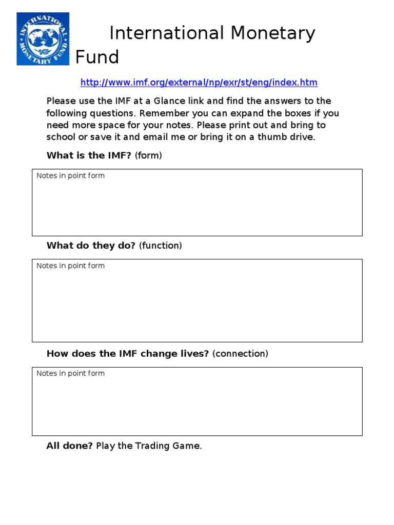 IMF Overview and Class Presentation Guide | PDF | Games & Activities ...