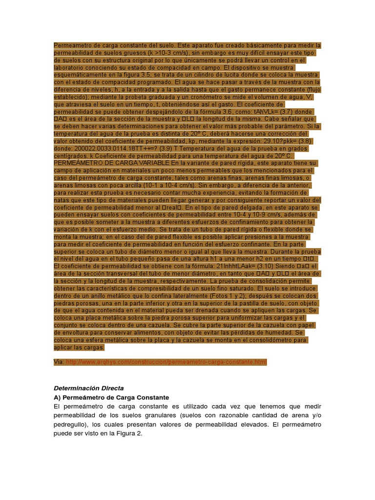Permeametro de Carga Constante Del Suelo | PDF | Permeabilidad ...