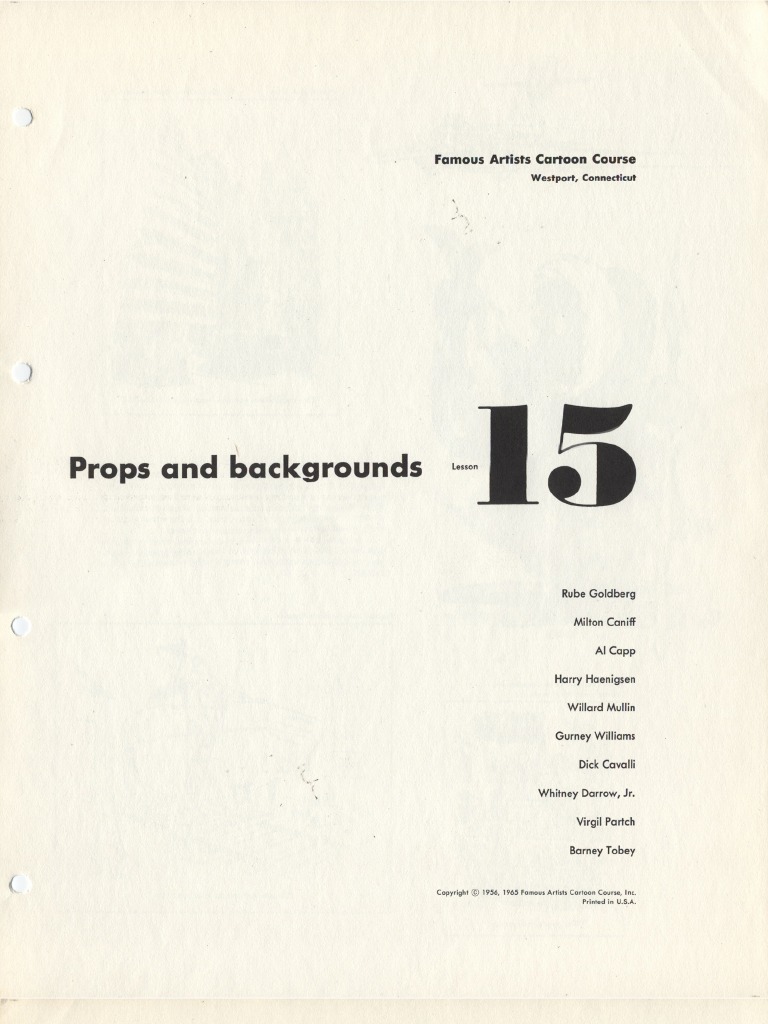 Famous Artists Cartoon Course: Lesson 15 - Props and Backgrounds | PDF