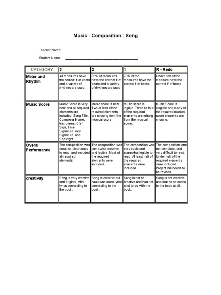 Music - Composition: Song: Category | PDF