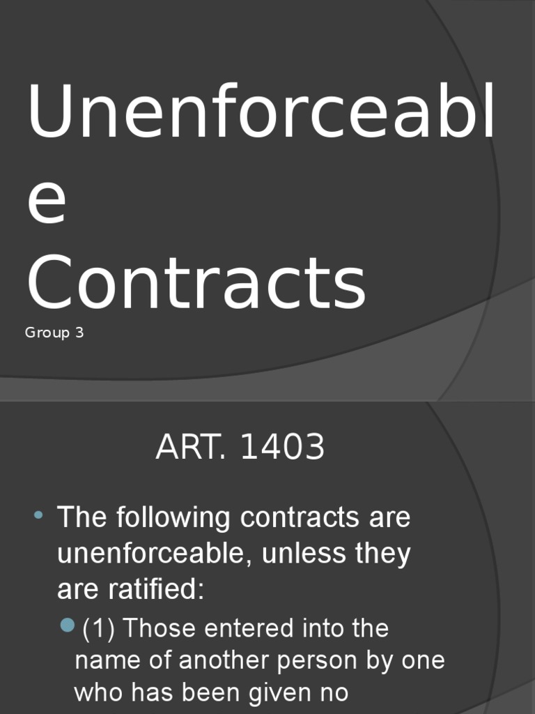 Unenforceable Contracts | PDF | Civil Law (Common Law) | Private Law