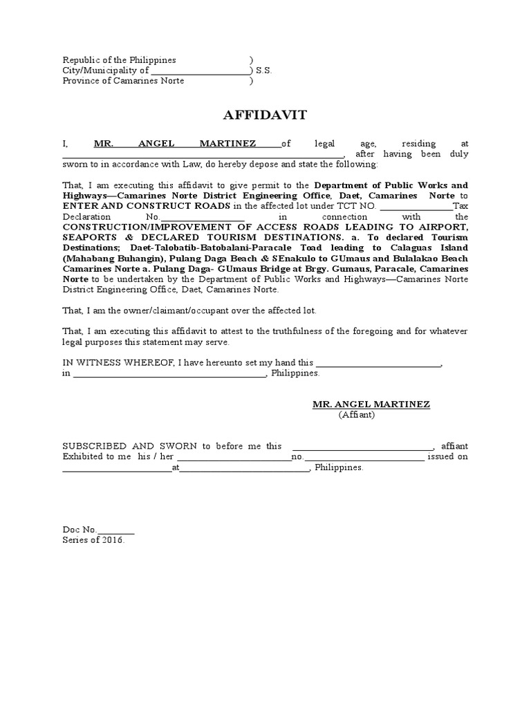 Affidavit Permit To Enter | PDF | Affidavit | Public Law