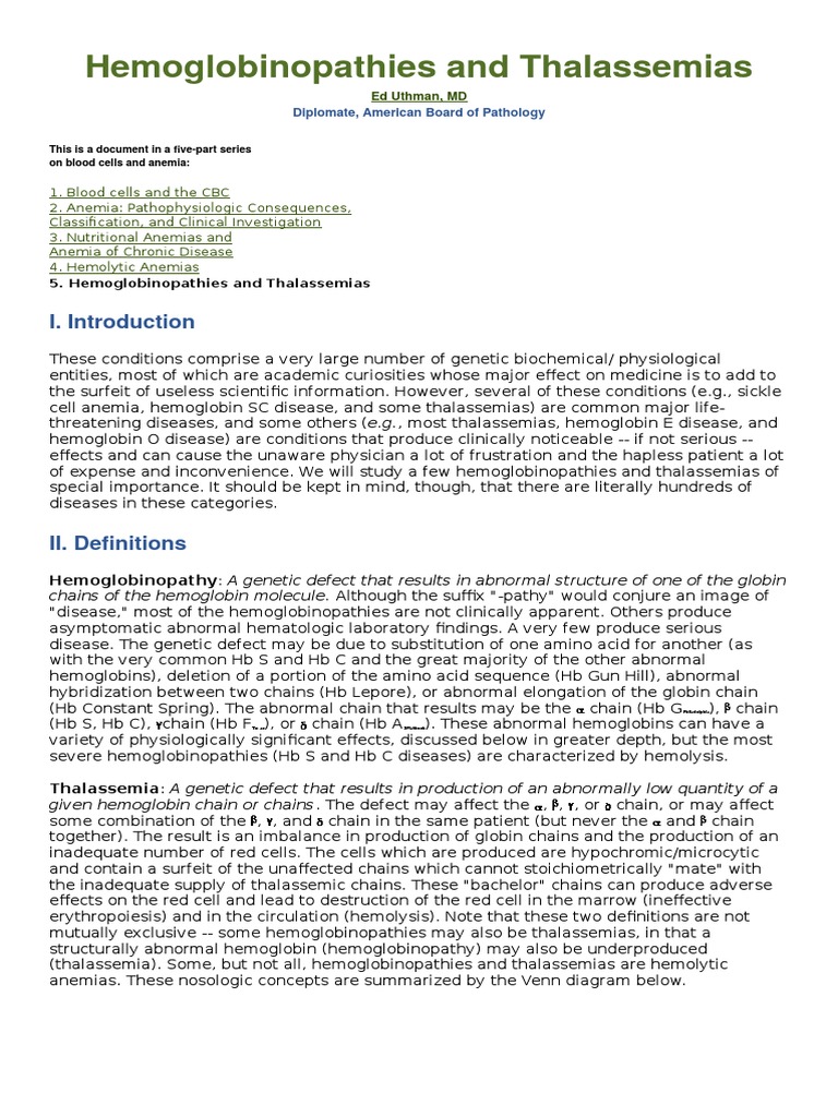 Understanding Hemoglobinopathies & Thalassemias | PDF | Hemoglobin | Anemia