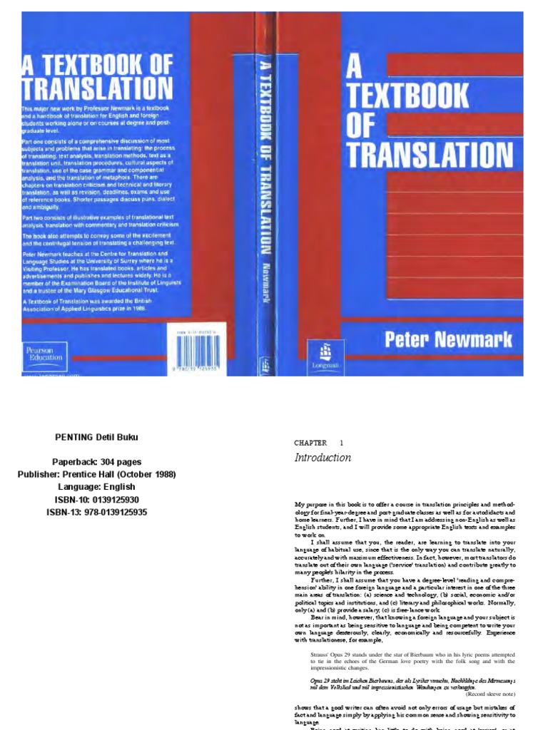 Newmark, Peter Textbook-Of-Translation (1988) | PDF | Translations | Theory