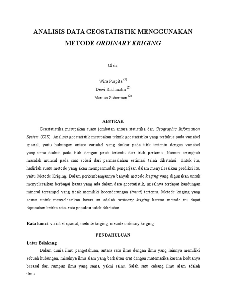 Analisis Data Geostatistik Menggunakan Metode Ordinary Kriging (Revised ...