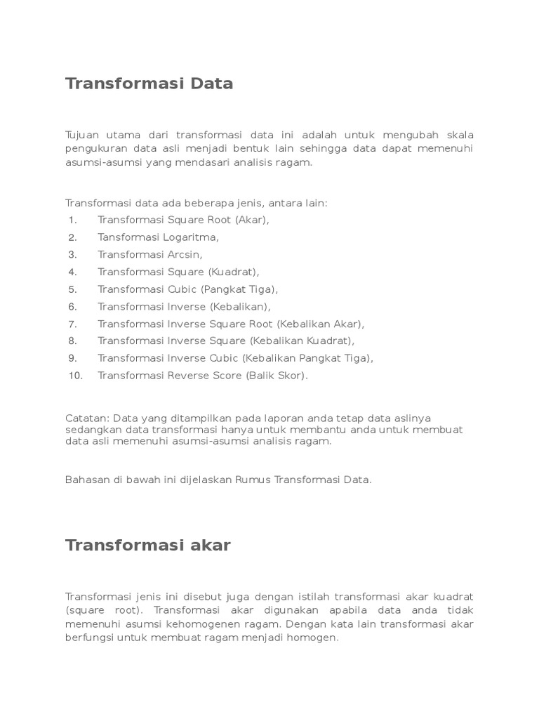 Transformasi Data | PDF