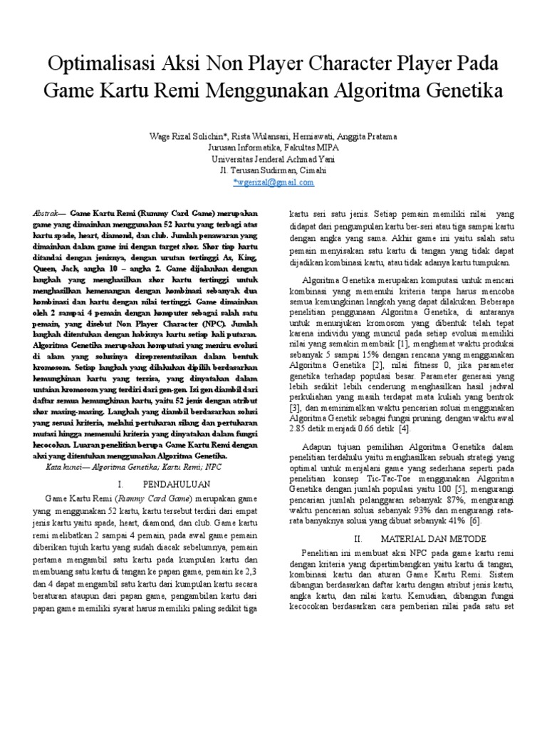 Paper SNATI Wage Rizal Solichin (Optimalisasi Aksi NPC Game Kartu Remi ...