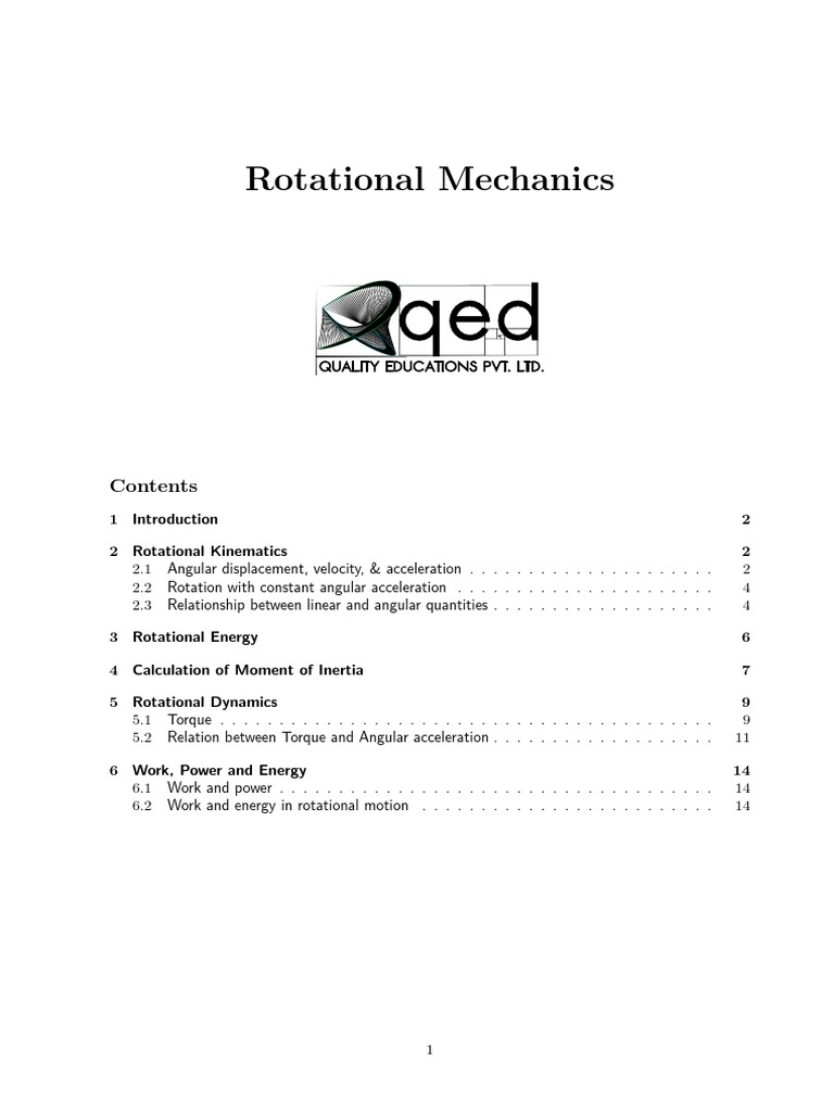 Rotational Mechanics | PDF | Rotation Around A Fixed Axis | Kinematics