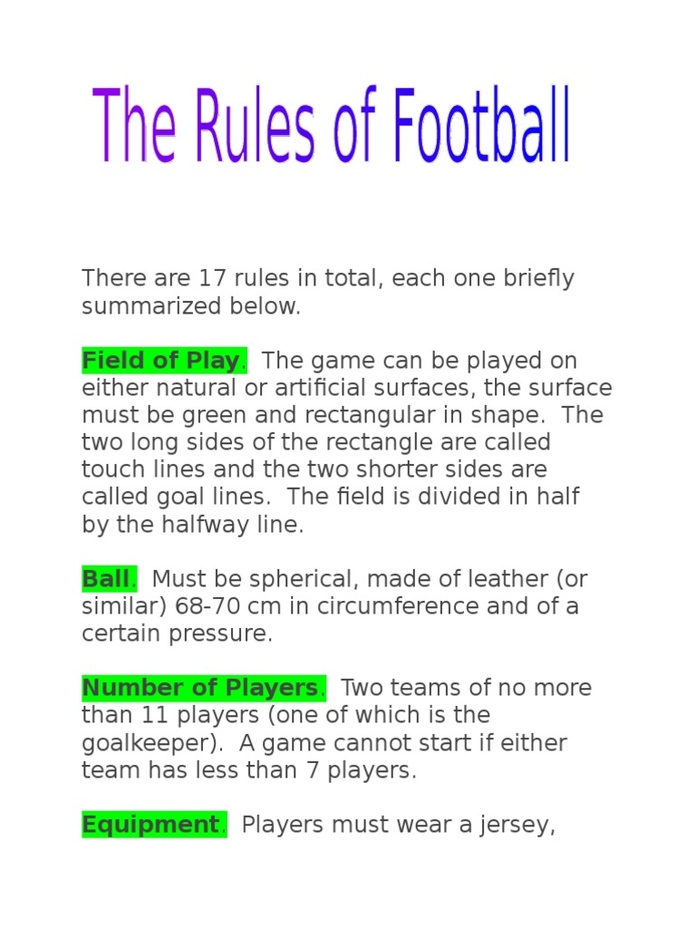 The Rules of Football | PDF | Leisure | Sports