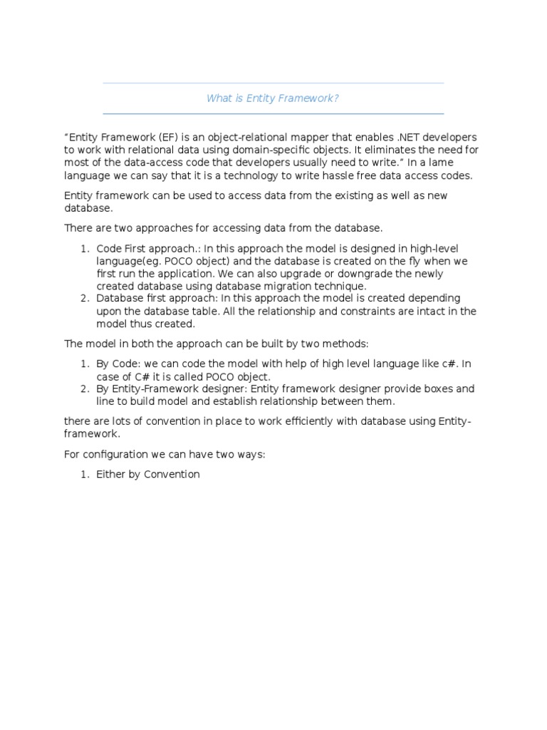 What Is Entity Framework | PDF