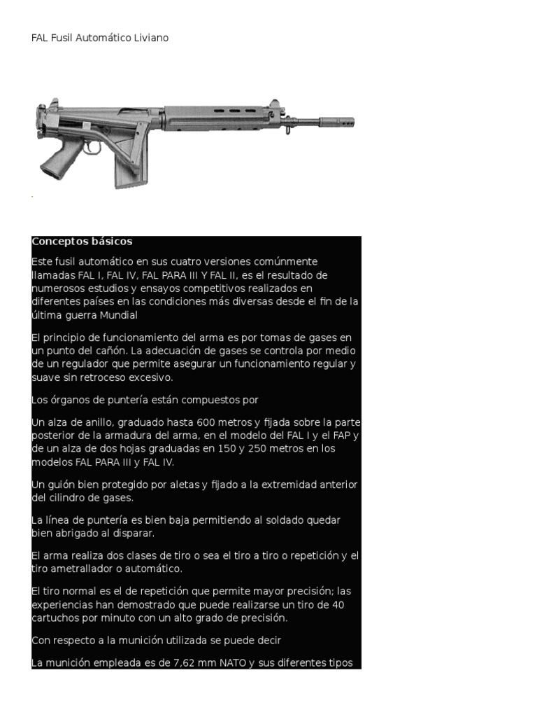 FAL Fusil Automático Liviano | PDF | Rifle | Munición