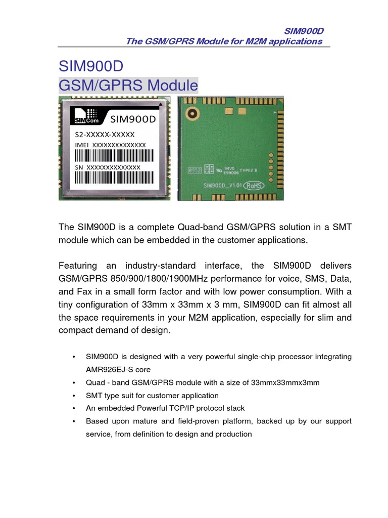SIM900D описание модема | PDF