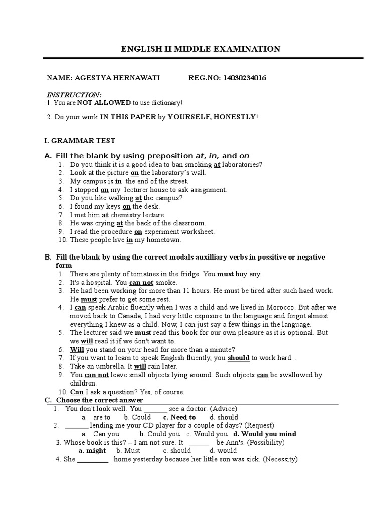 English II Midterm Exam Practice | PDF | English Language | Linguistics