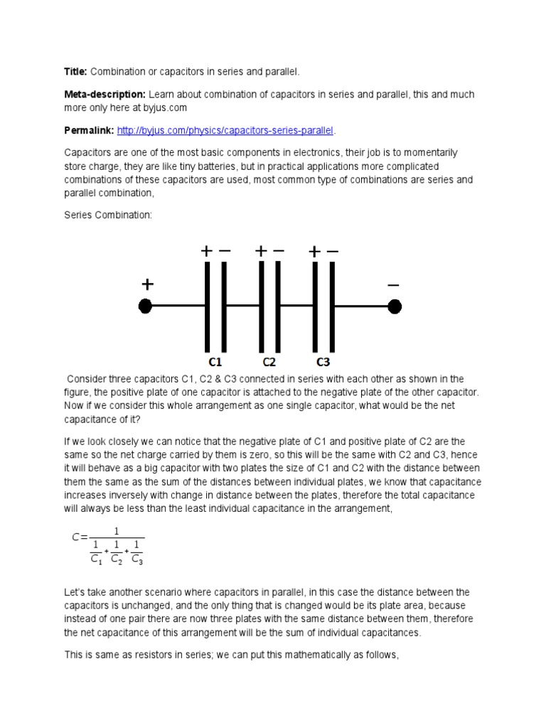 Combination of Series and Parallel Capacitors | PDF | Series And ...