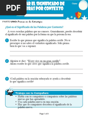 Hojas De Trabajo Con Pistas De Contexto Para Primaria 776048 | La