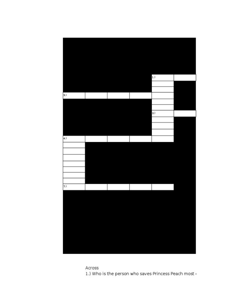 Super Mario Crossword Puzzle Clues | PDF | Sports & Recreation