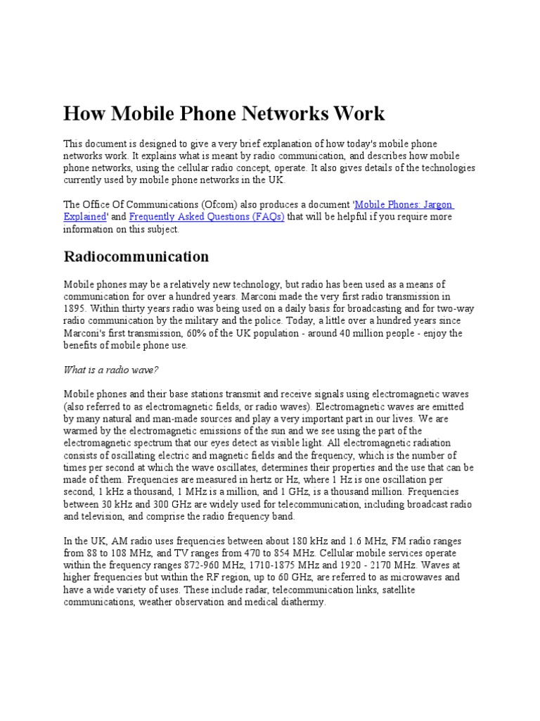 How Mobile Phone Networks Work | PDF | Cellular Network | Radio