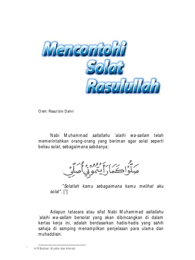 Panduan Solat/Sembahyang Cara Nabi/Rasulullah S.A.W. | PDF