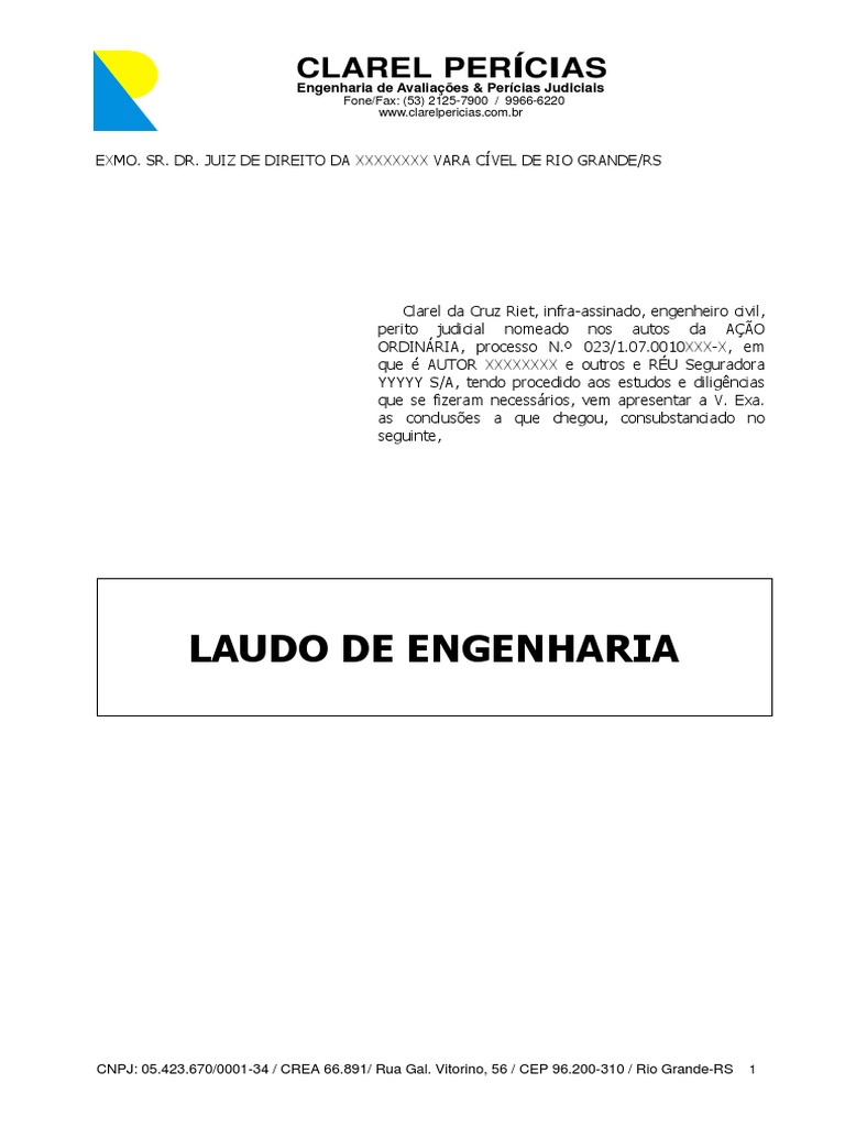 Exemplo de Laudo Pericial 14102015 | Engenharia | Tecnologia