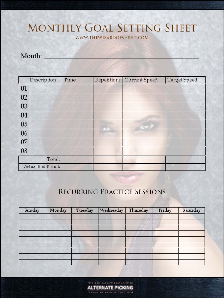 Monthly Goal Setting Sheet | PDF