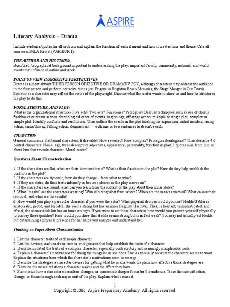 Literary Analysis Drama | PDF | Irony | Plot (Narrative)