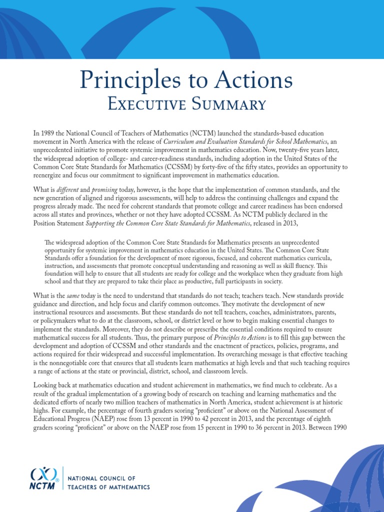 Principles To Action (Short) | PDF | National Council Of Teachers Of ...