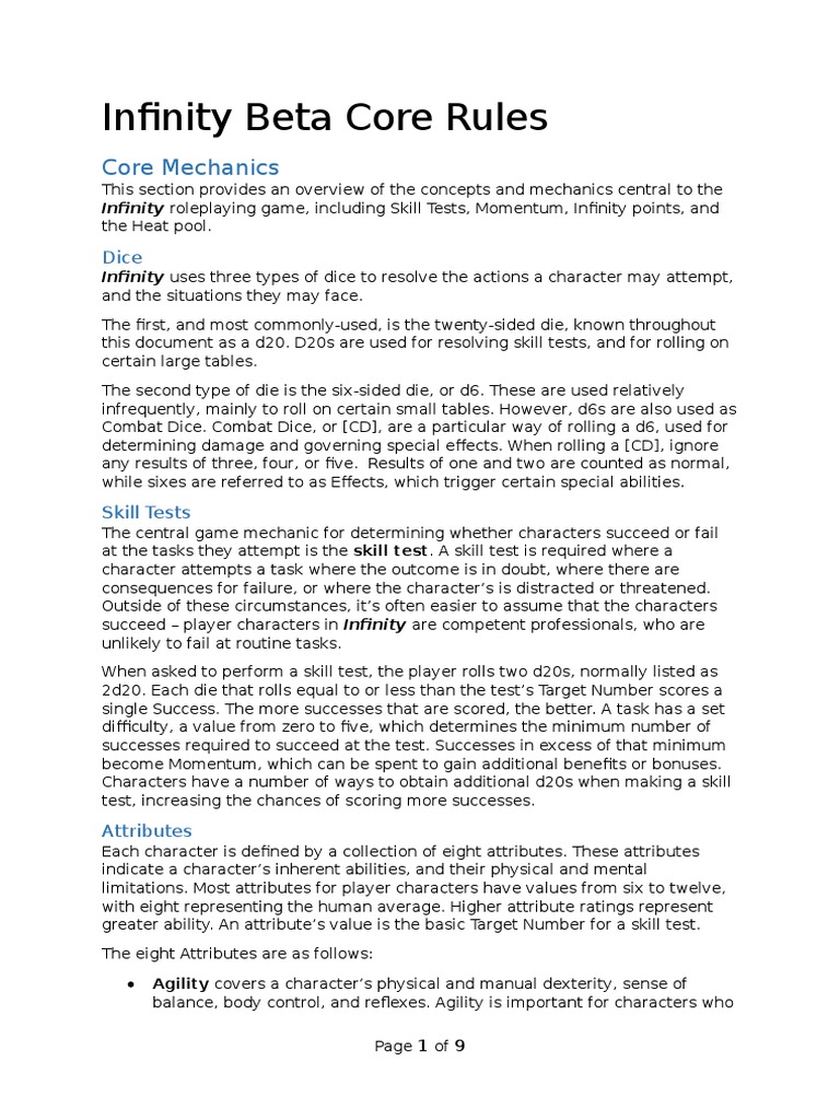 Infinity Beta 1 Core Rules | PDF | Dice | Expert