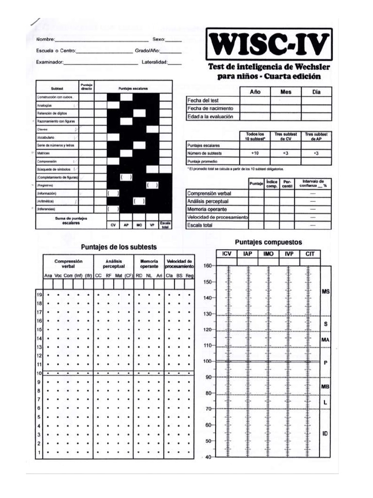 Wisc - IV Protocolo | PDF
