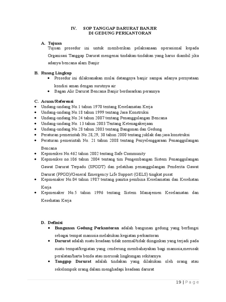 Sop Tanggap Darurat Banjir | PDF